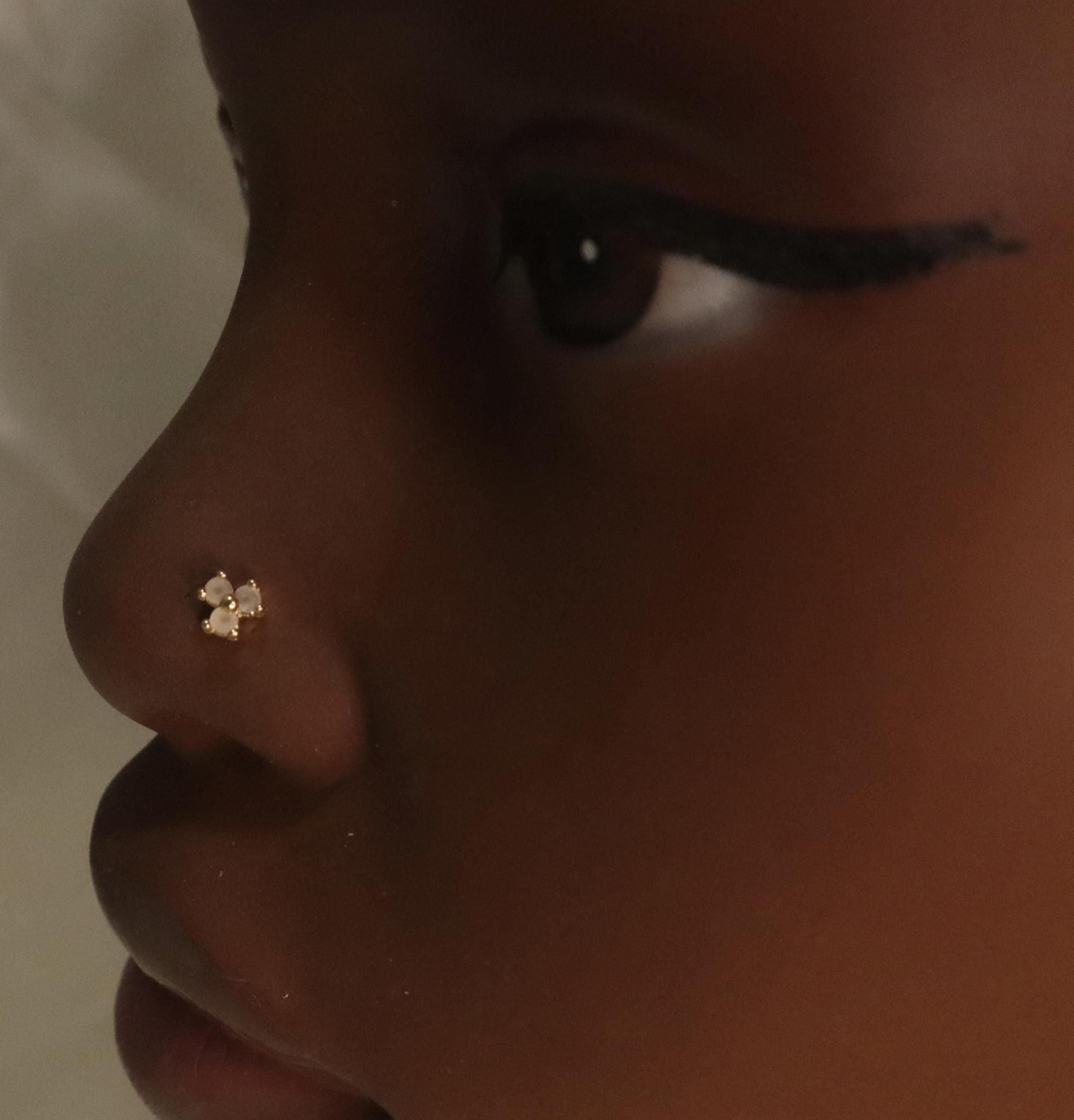 Triangle Three Gem Nose Stud Piercing - Etsy