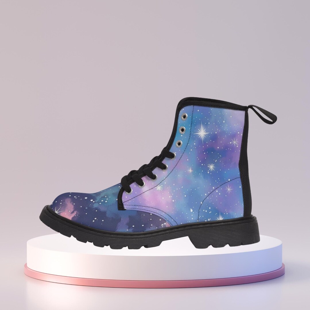 Starry Night Sky Boots, Pastel Stars Shoes, Combat Boots, Halloween ...