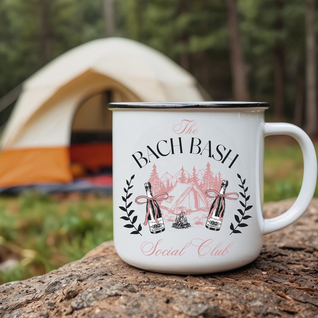 The Bach Bash Social Club Enamel Mug, Bachelorette Party Travel Mug ...