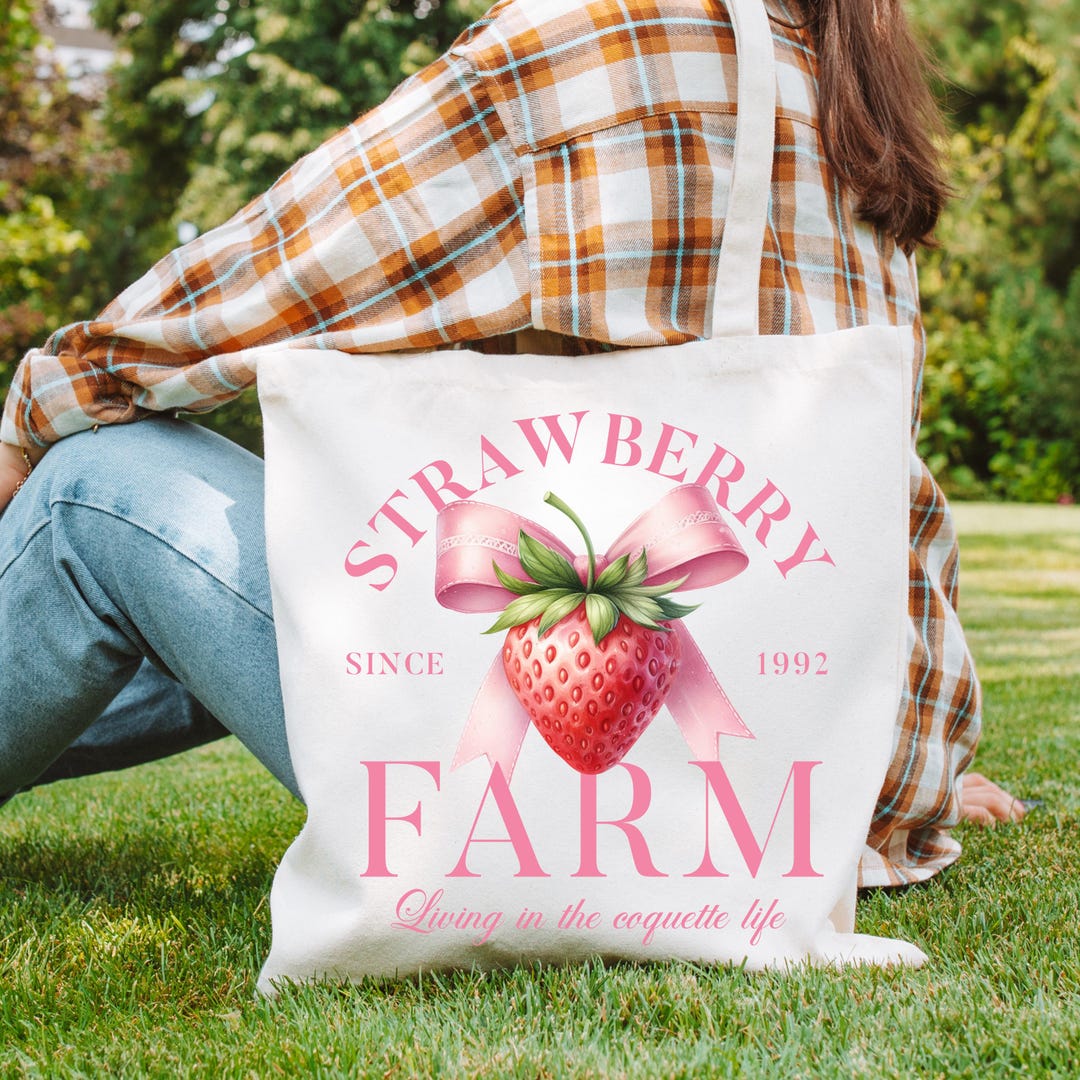 Strawberry Farm Tote Bag, Farmers Market Tote Bag, Reusable Grocery ...