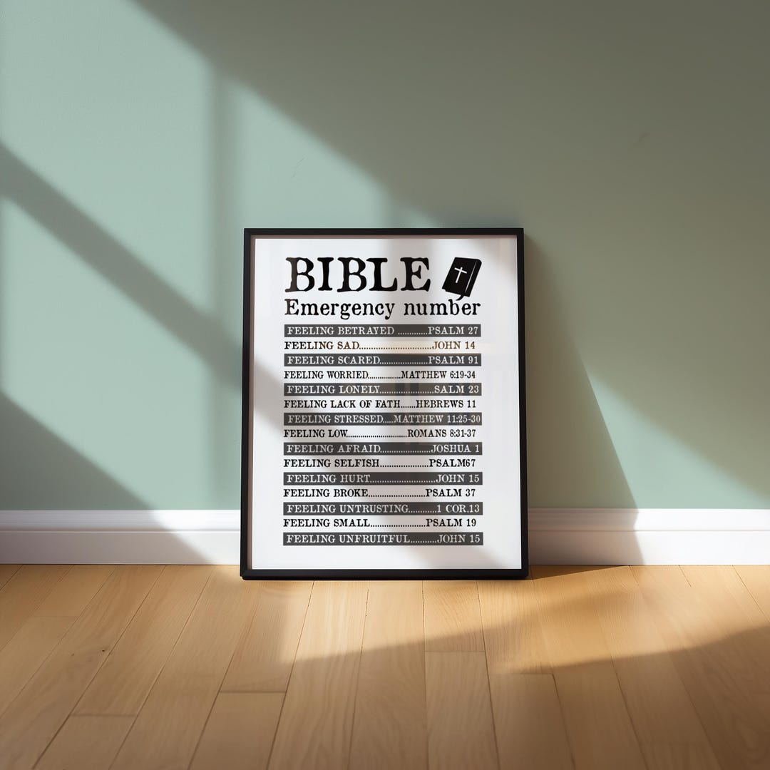 Bible Emergency Numbers Scripture, Bible Verse Wall Art, Christian Art ...