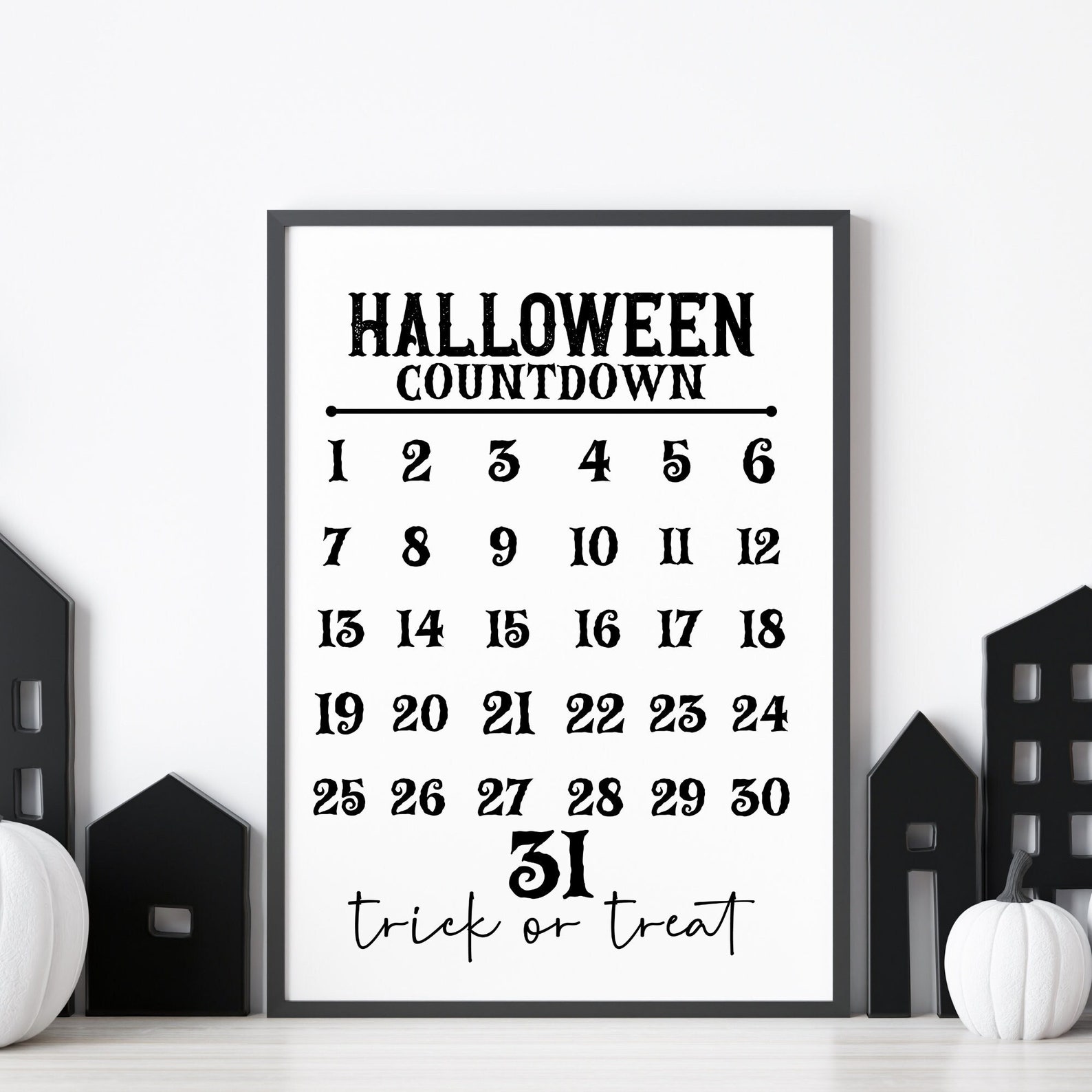 Halloween Countdown Fall Home Wall Print, Halloween Framed Poster ...