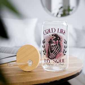 Cold Like My Soul Coffee Club Sipper Glass Cup, Halloween Ghost Cup ...