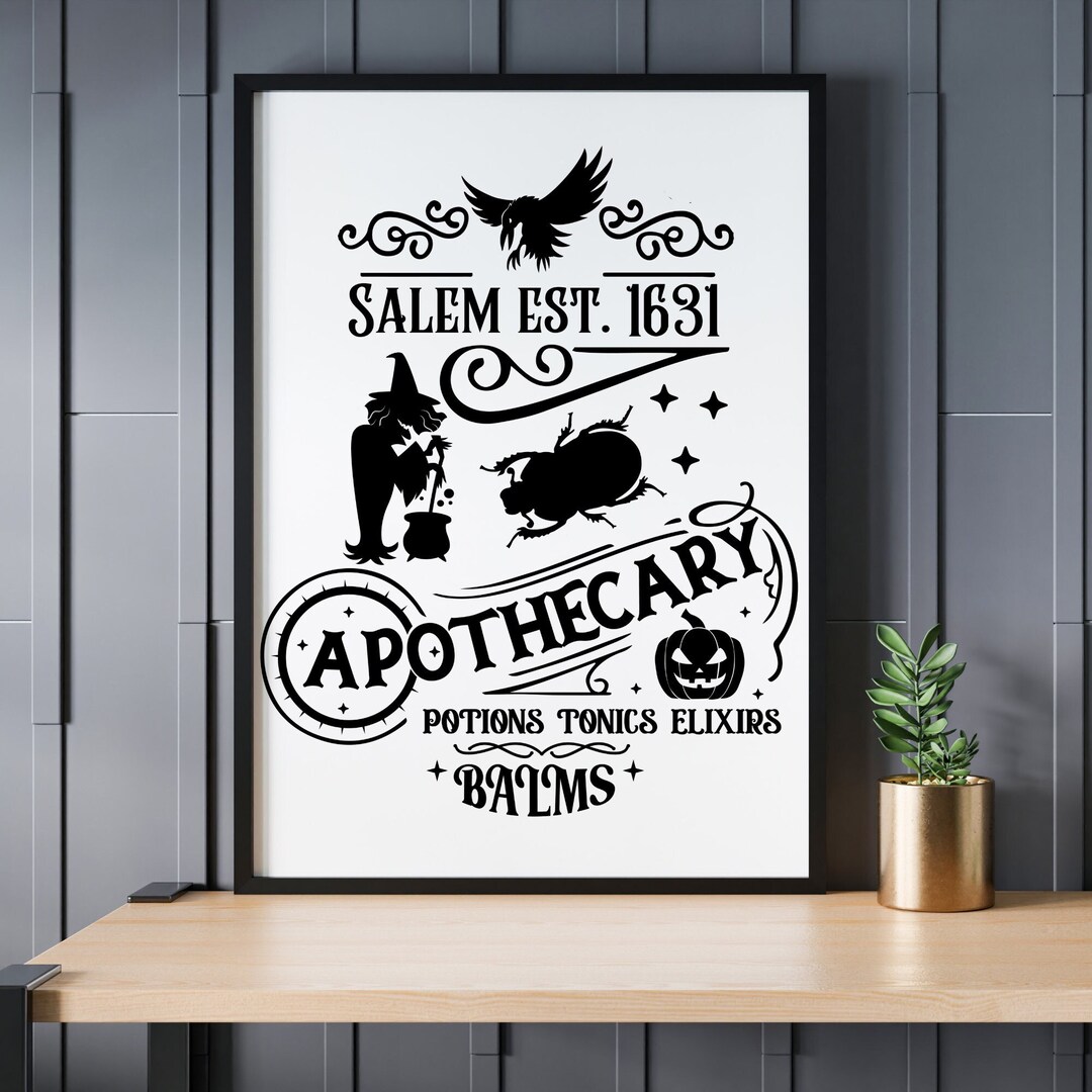 Apothecary Potions, Tonics, Elixirs Halloween Sign, Fall Home Wall ...