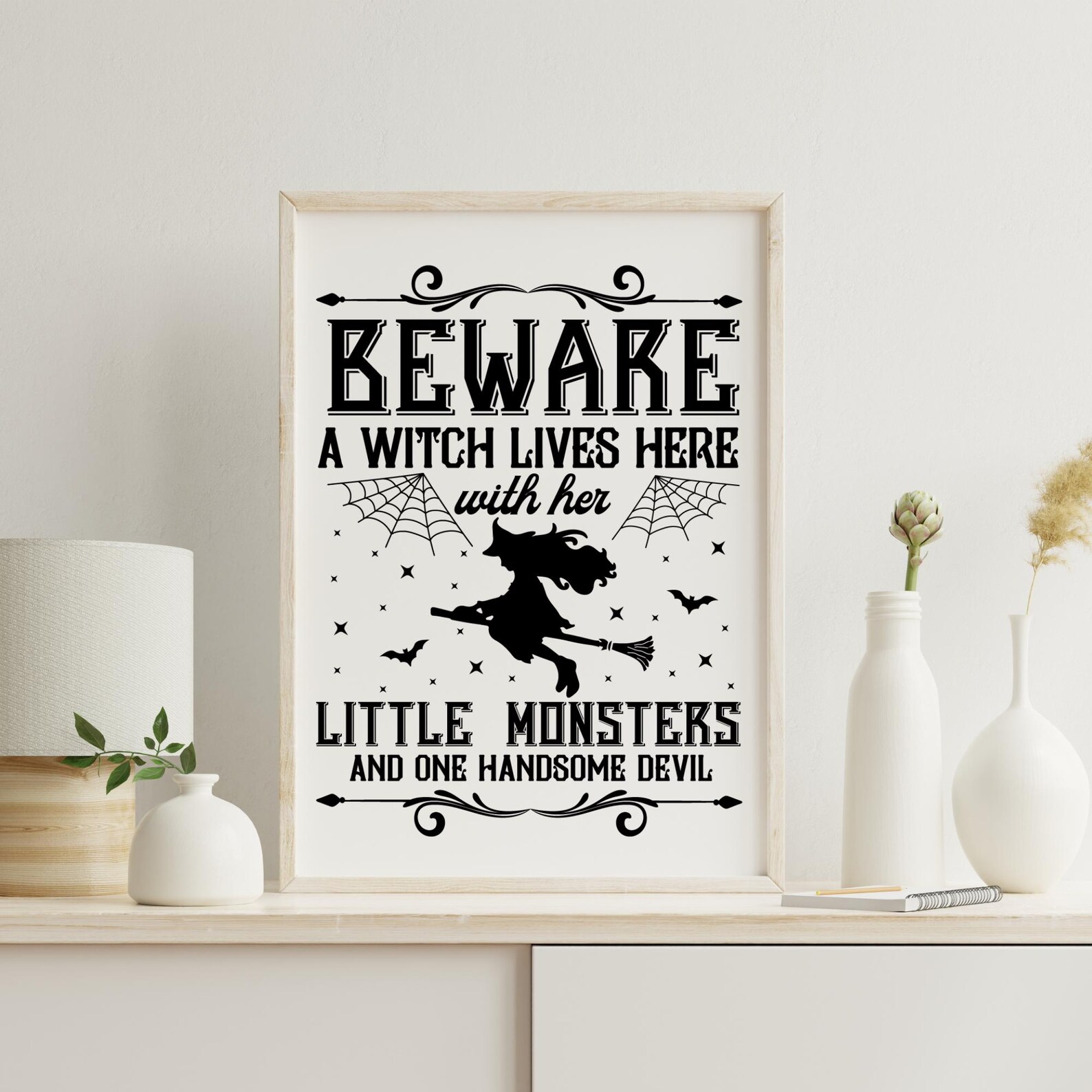 Beware a Witch Lives Here Home Wall Print, Halloween Framed Poster ...