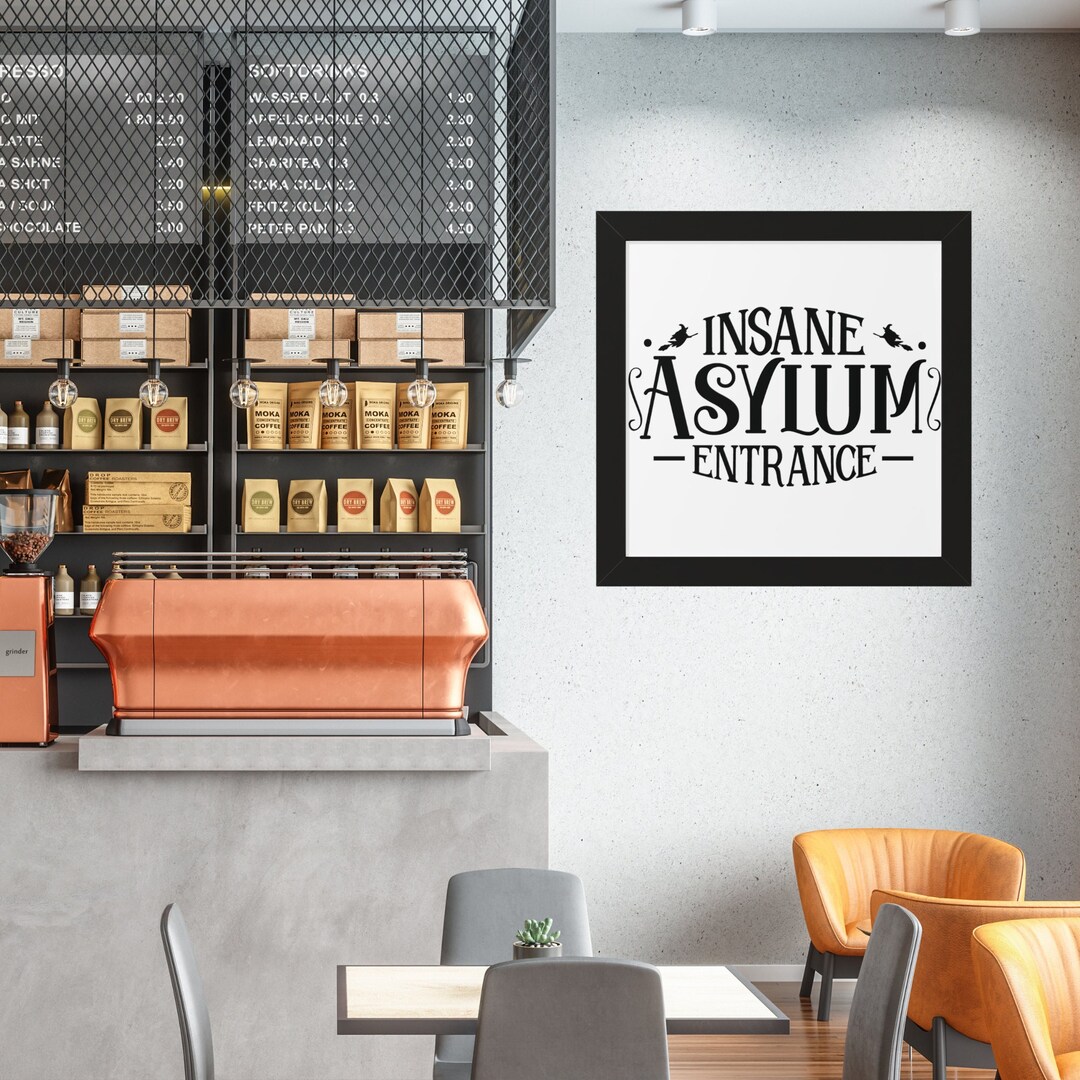 Insane Asylum Entrance Fall Home Wall Print, Halloween Framed Poster ...
