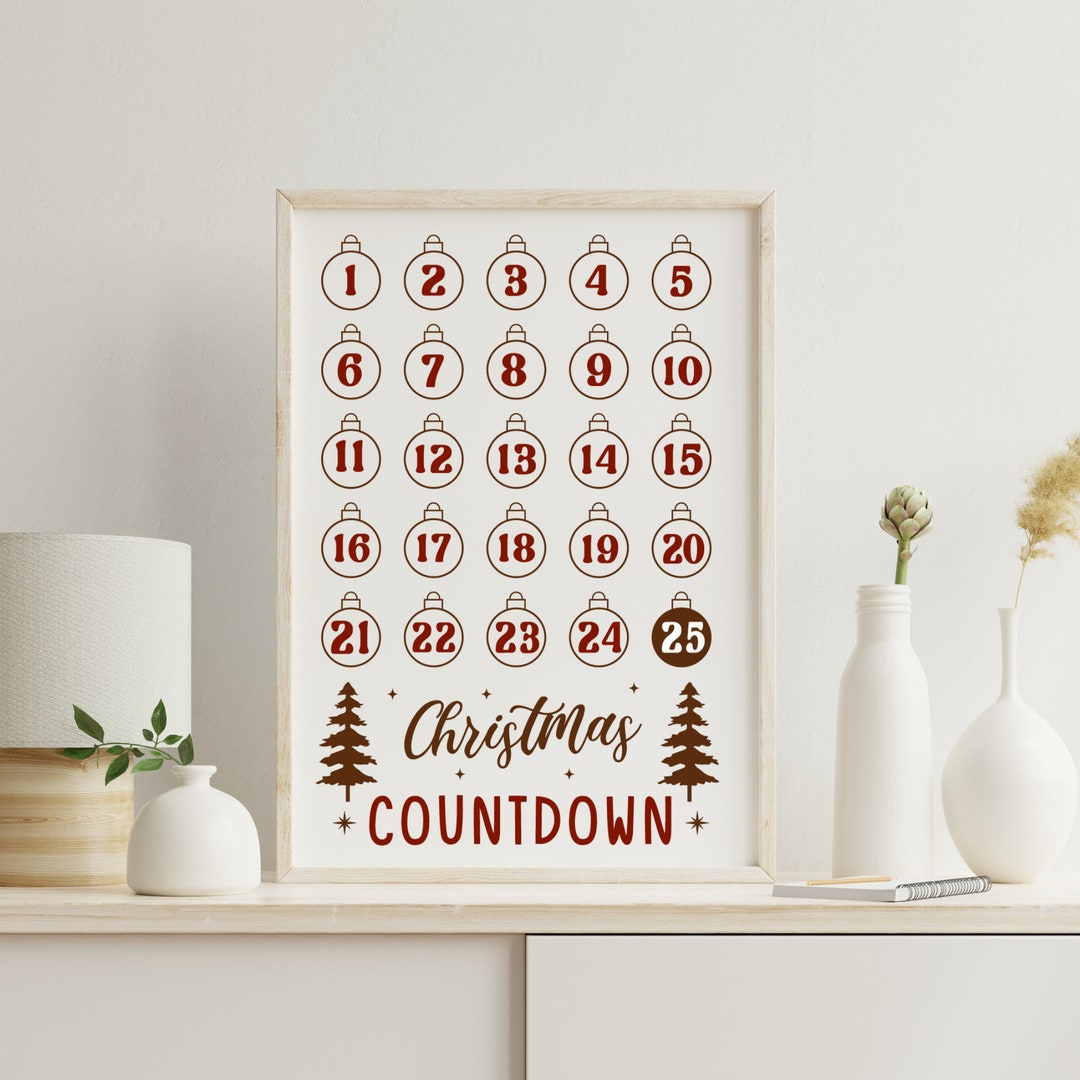 Christmas Countdown Wood Sign, Christmas Home Wall Print, North Pole ...