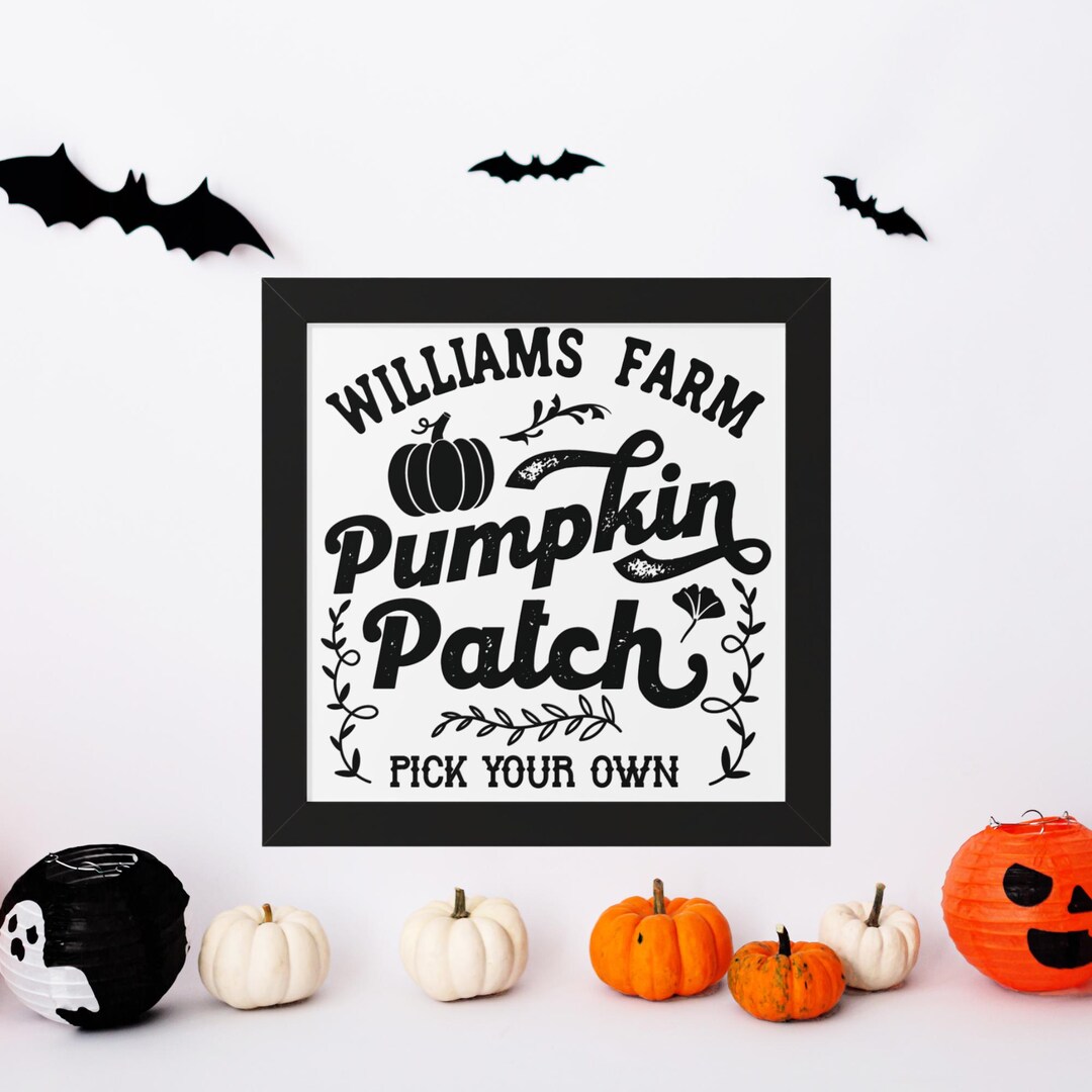 Personalized Pumpkin Patch Sign Home Wall Print, Halloween Framed ...