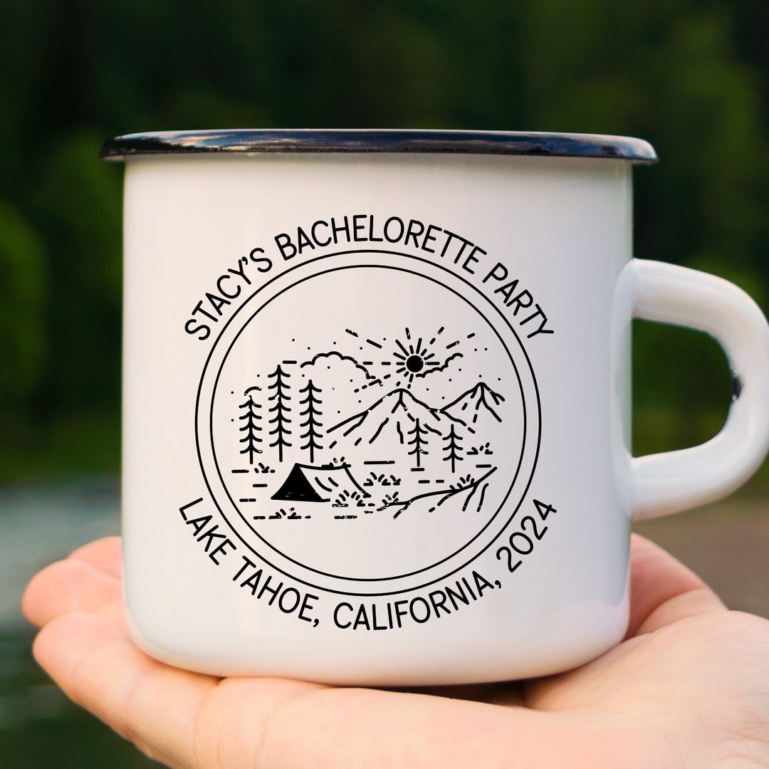 Custom Bachelorette Party Enamel Mugs, Custom Camping Mugs, Girls Trip ...