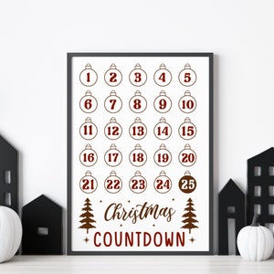 Christmas Countdown Wood Sign, Christmas Home Wall Print, North Pole ...