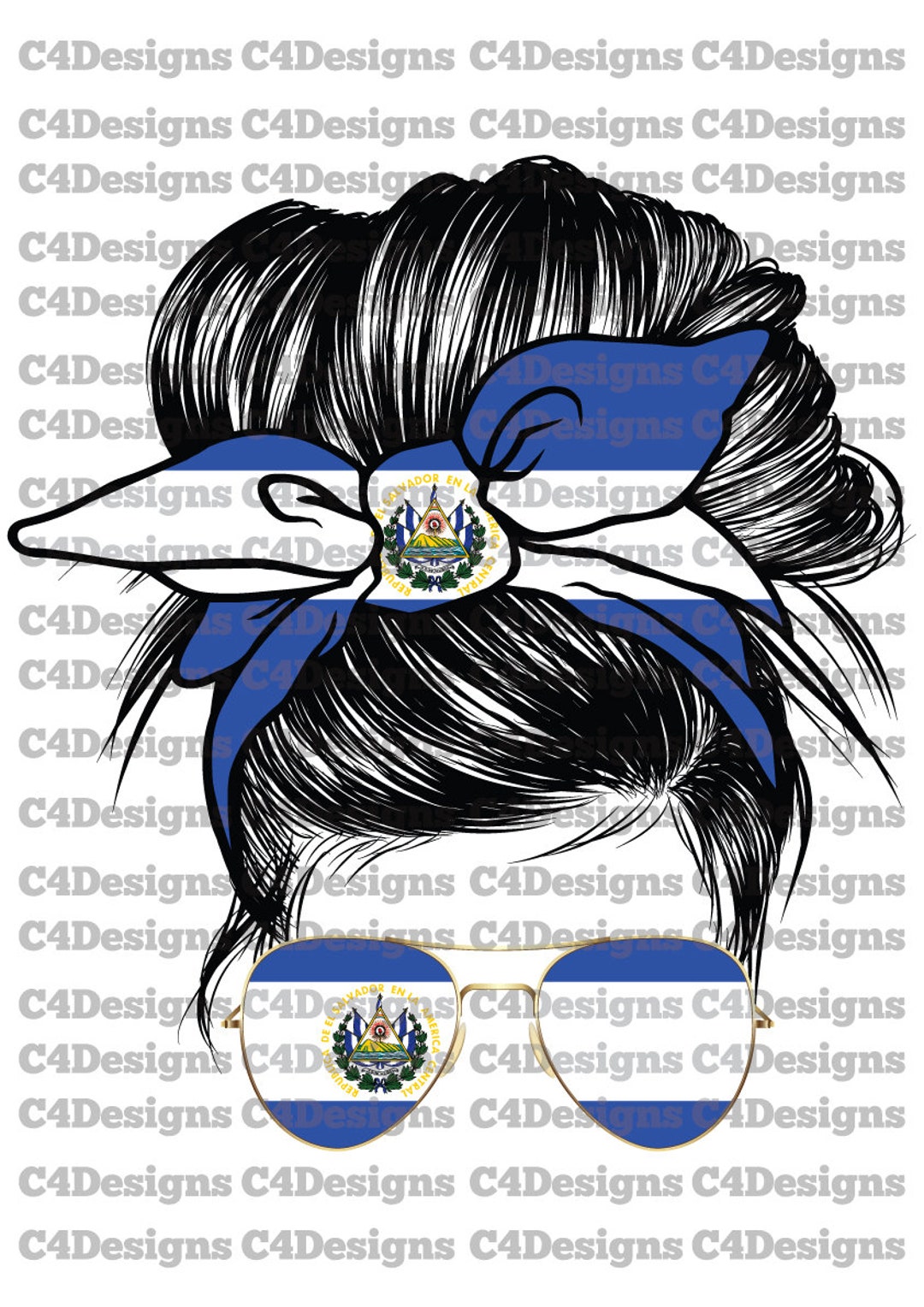 El Salvador Messy Bun PNG, El Salvador, Latino, Messy Bun, Spanish - Etsy