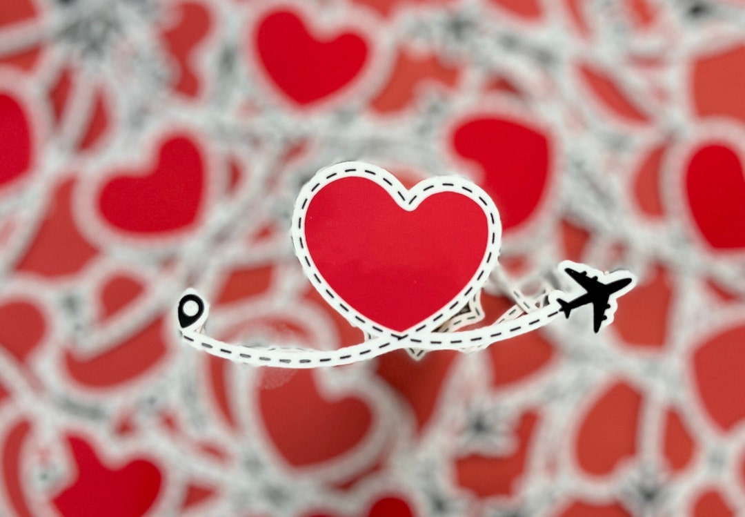 Airplane Love of Aviation Flying Heart Sticker - Etsy
