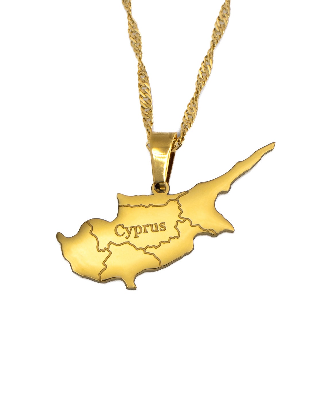 Cyprus Map Necklace - Etsy