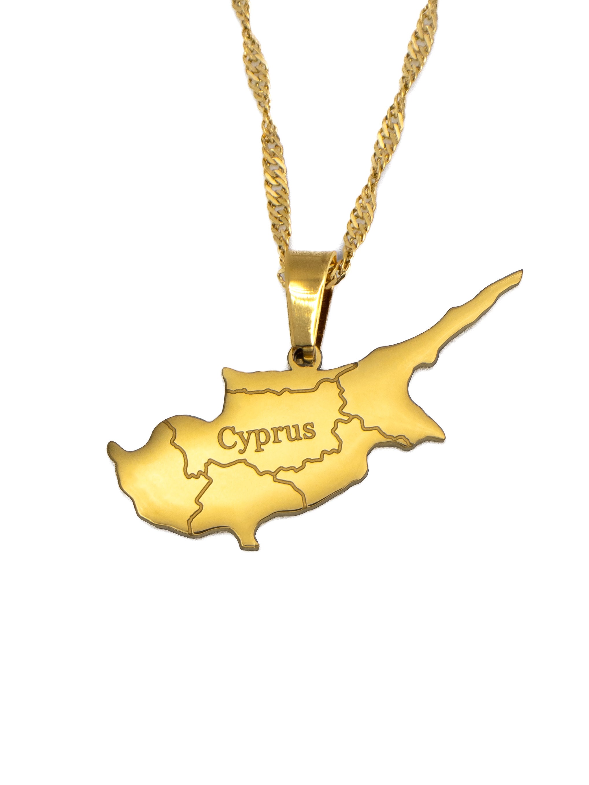 Cyprus Map Necklace - Etsy