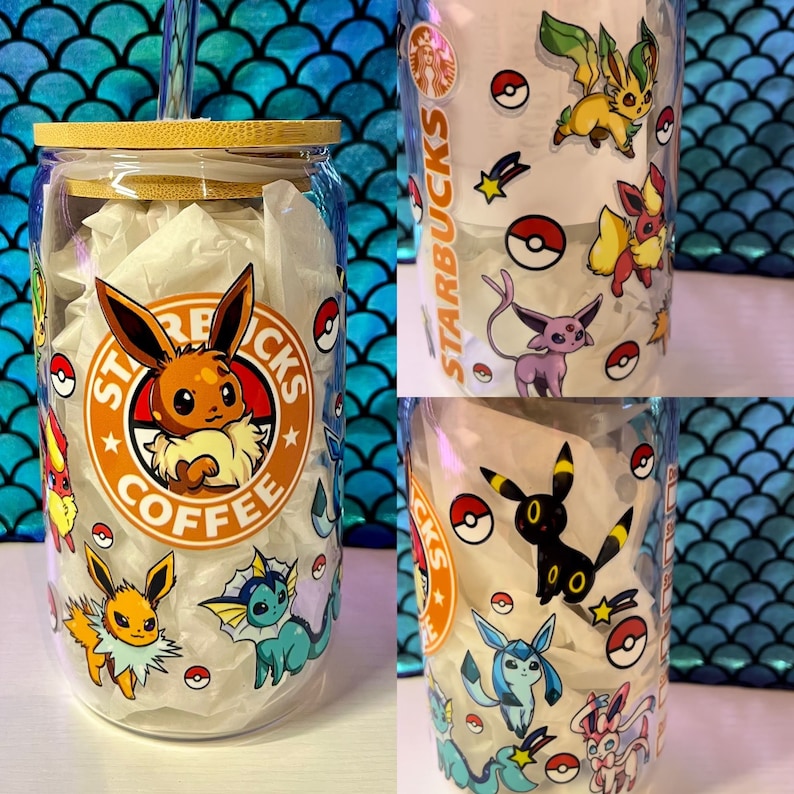 Poké Anime Glass Iced Coffee Tumbler Cup - Etsy