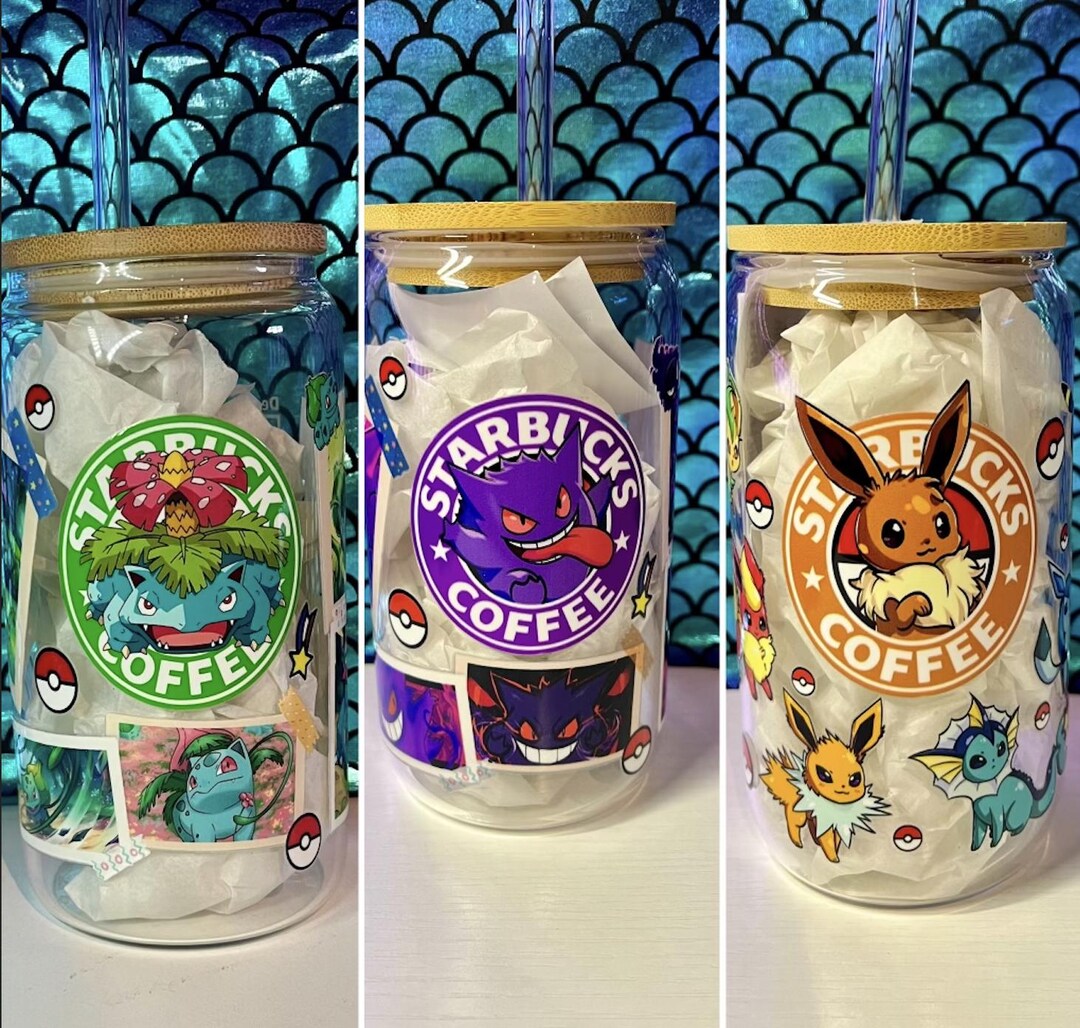 Poké Anime Glass Iced Coffee Tumbler Cup - Etsy