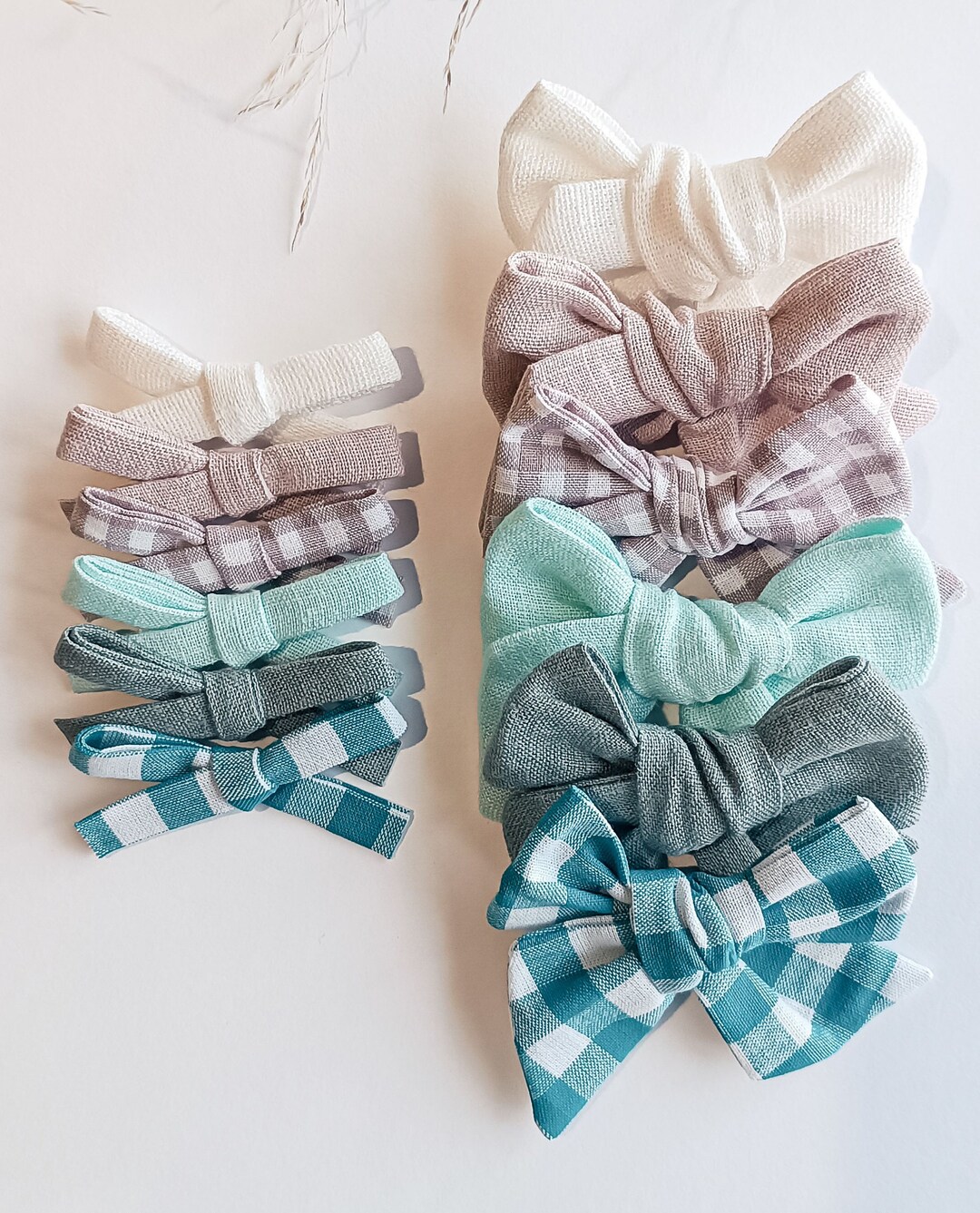 SET OF 3 Linen Bow Hair Clips for Girls, Handmade Hair Clips for Thin ...