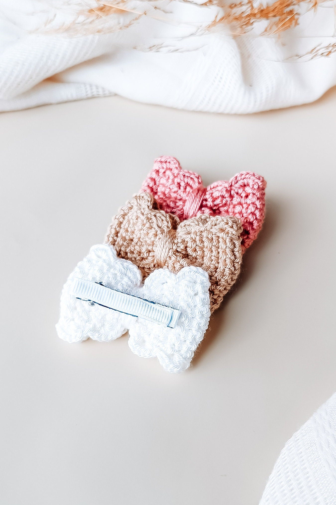 Crochet Bow Hair Clips, Handmade Girls Hair Clips, Knitted Baby Hair ...