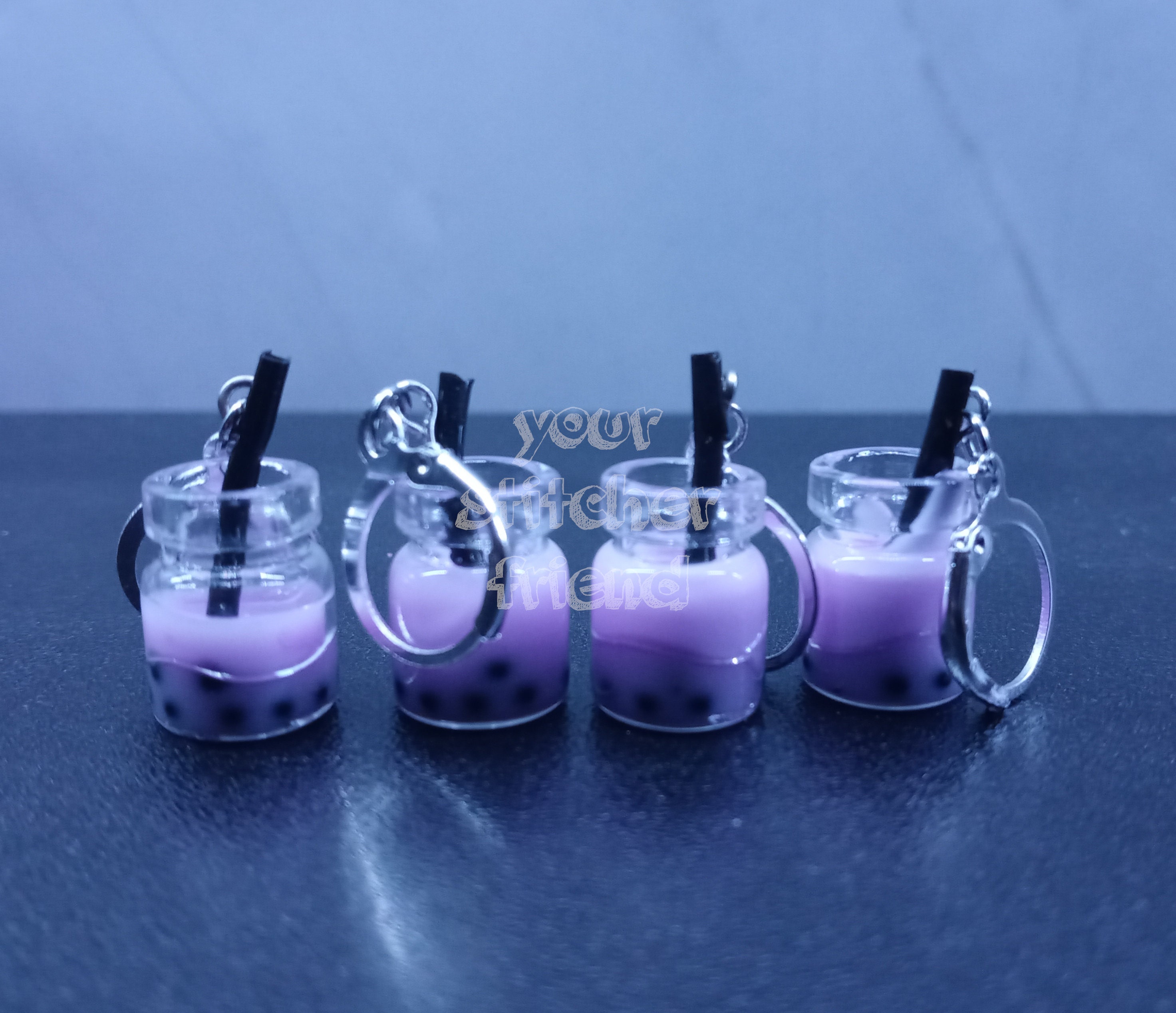 STITCH MARKERS Set of 4 Boba Bubble Tea Stitch Markers Knitting Crochet ...