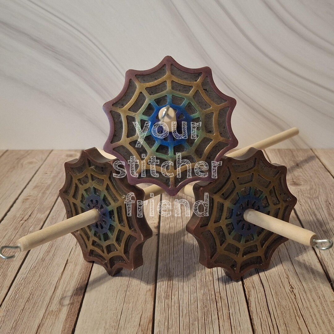 SPINDLE Rainbow Spiderweb Resin Drop Spindle | Resin Top Whorl Fiber ...