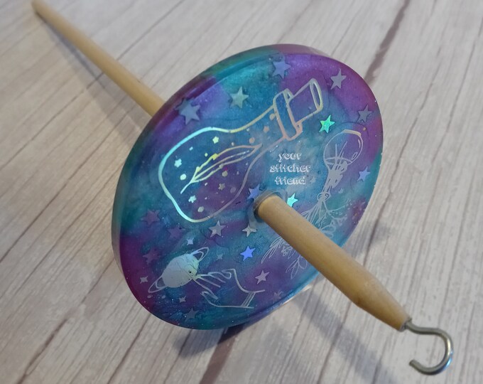 SPINDLE Holographic Alchemic Galaxy Resin Drop Spindle Art Top Whorl ...