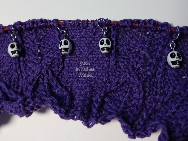 STITCH MARKERS Set of 6 Skull Stitch Markers | Knitting Crochet Jump Ring Lobster Claw Notions ...