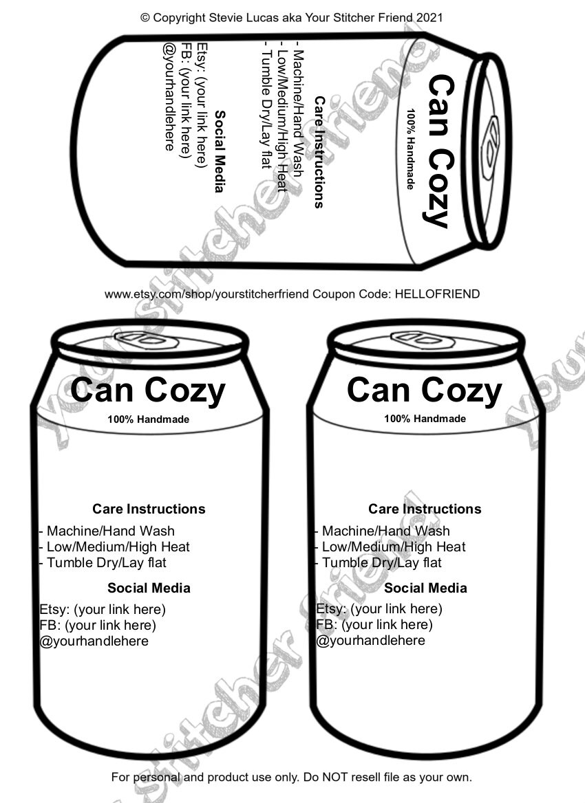 COMBO EDITABLE & PATTERN Soda Can Cozy Pattern and Product Display ...
