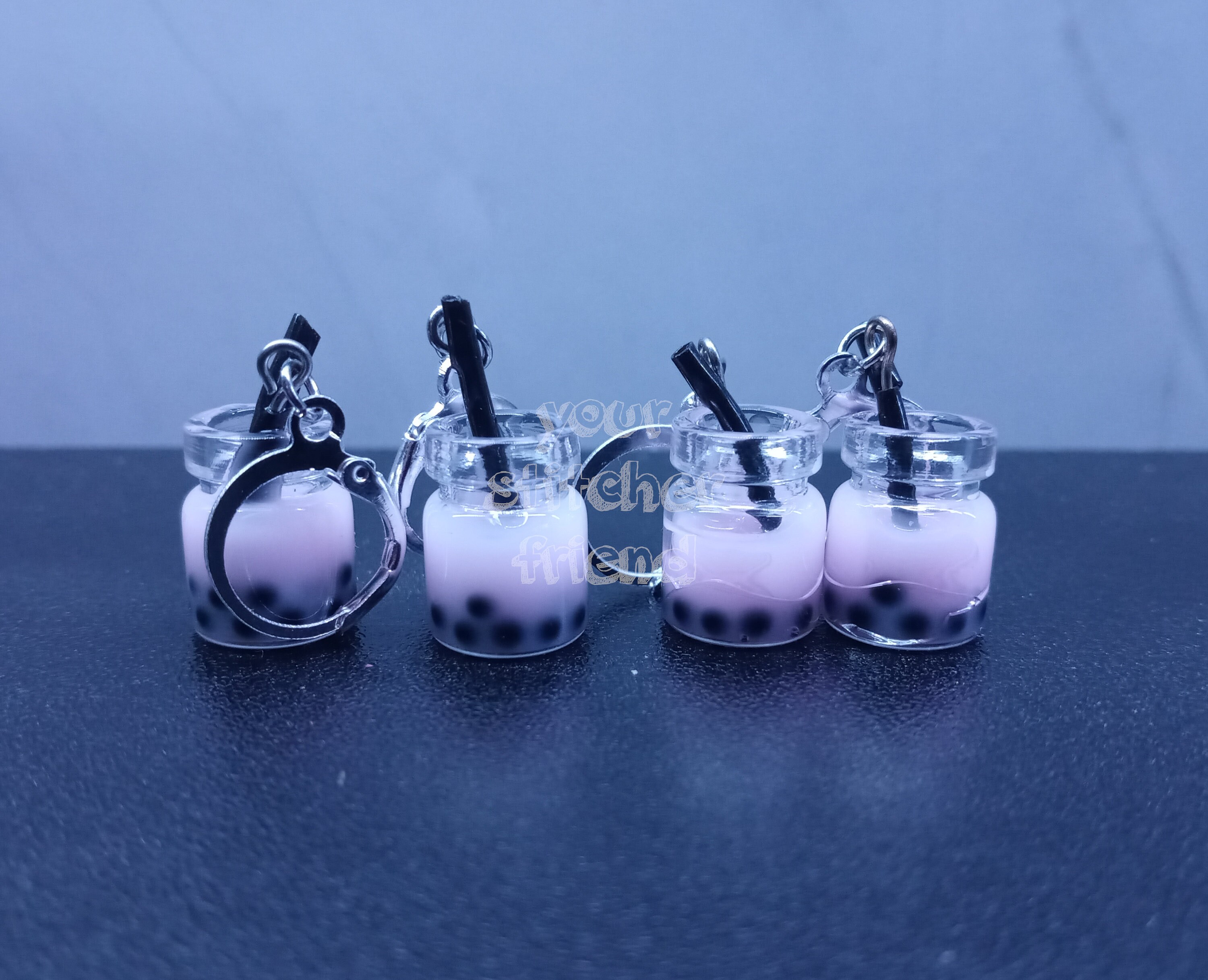 STITCH MARKERS Set of 4 Boba Bubble Tea Stitch Markers Knitting Crochet ...