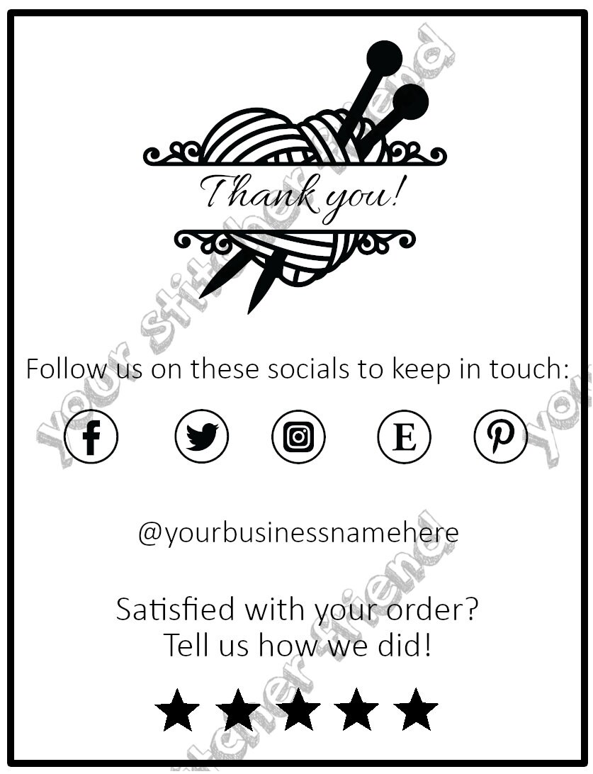 PRINTABLE Knitting Heart Thank You Cards Seller Product Tag Print and ...
