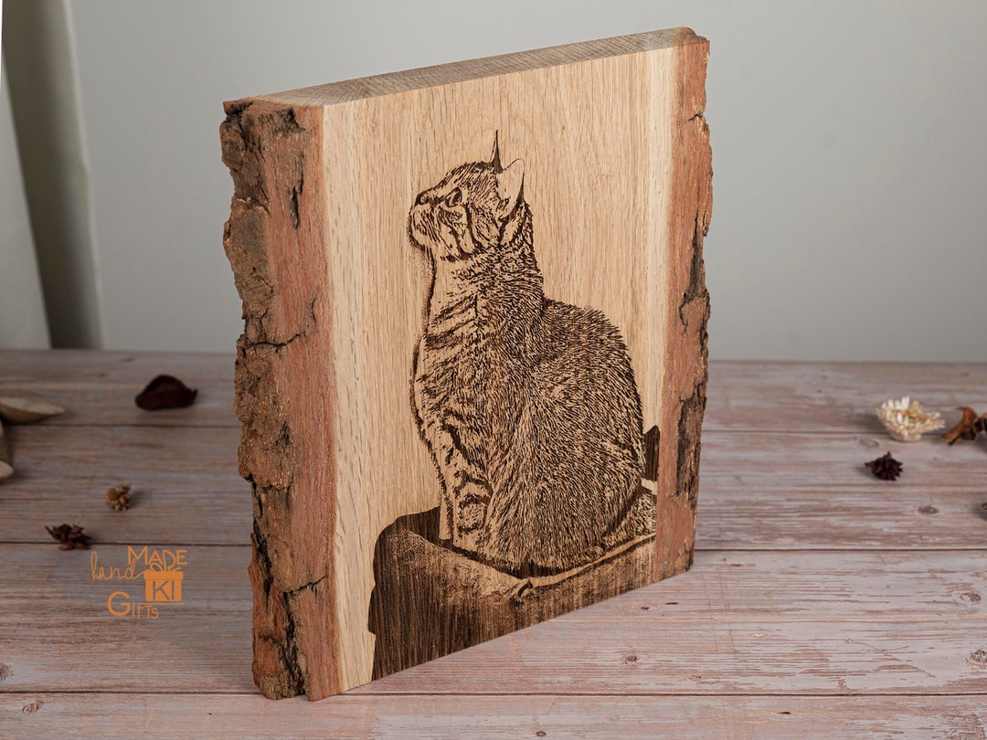 Personalized Pet Art Drawn&burned on Wood, Custom Animal Pyrography Cat ...