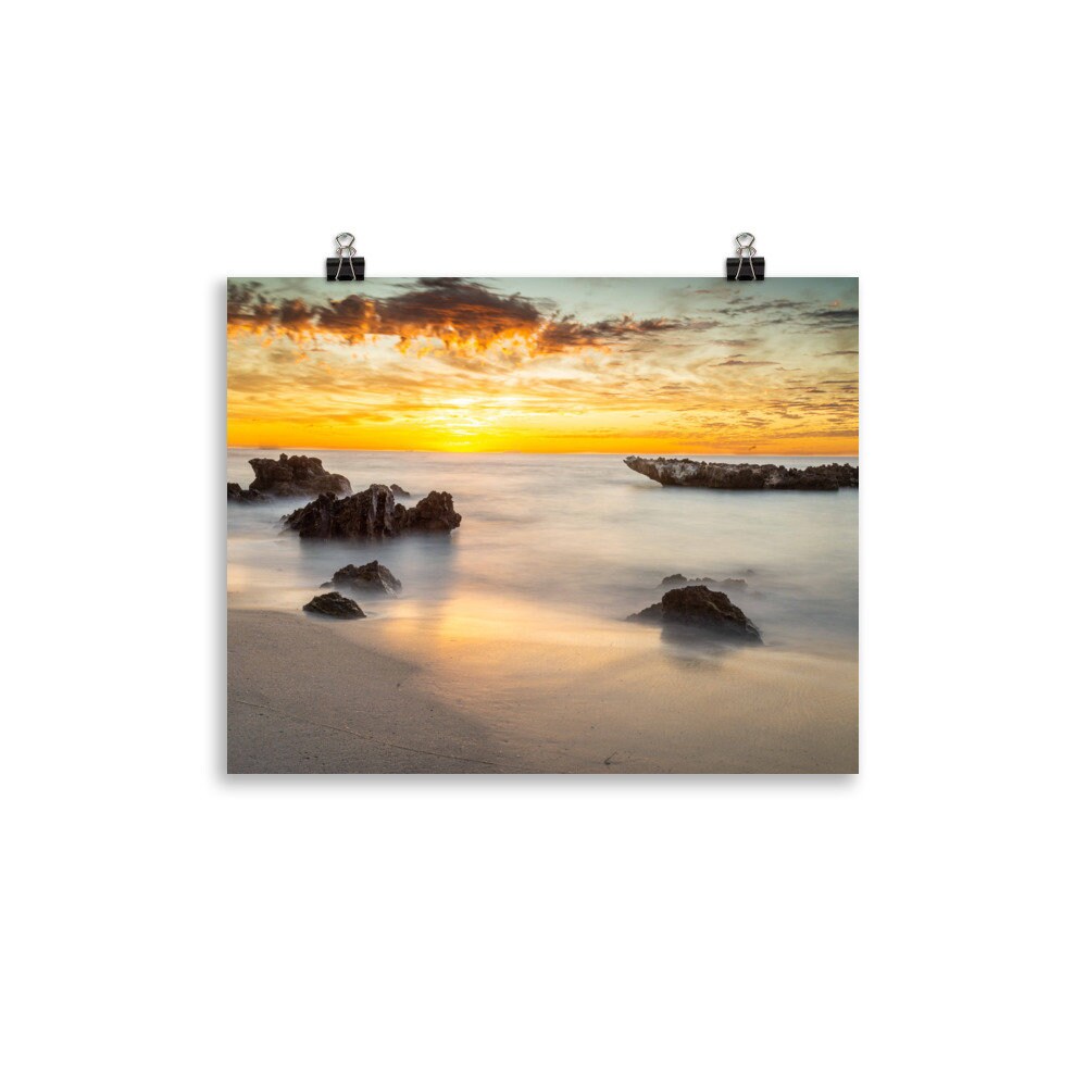Serenity Captured: Trigg Beach Sunset Poster Coastal Wall Art to ...