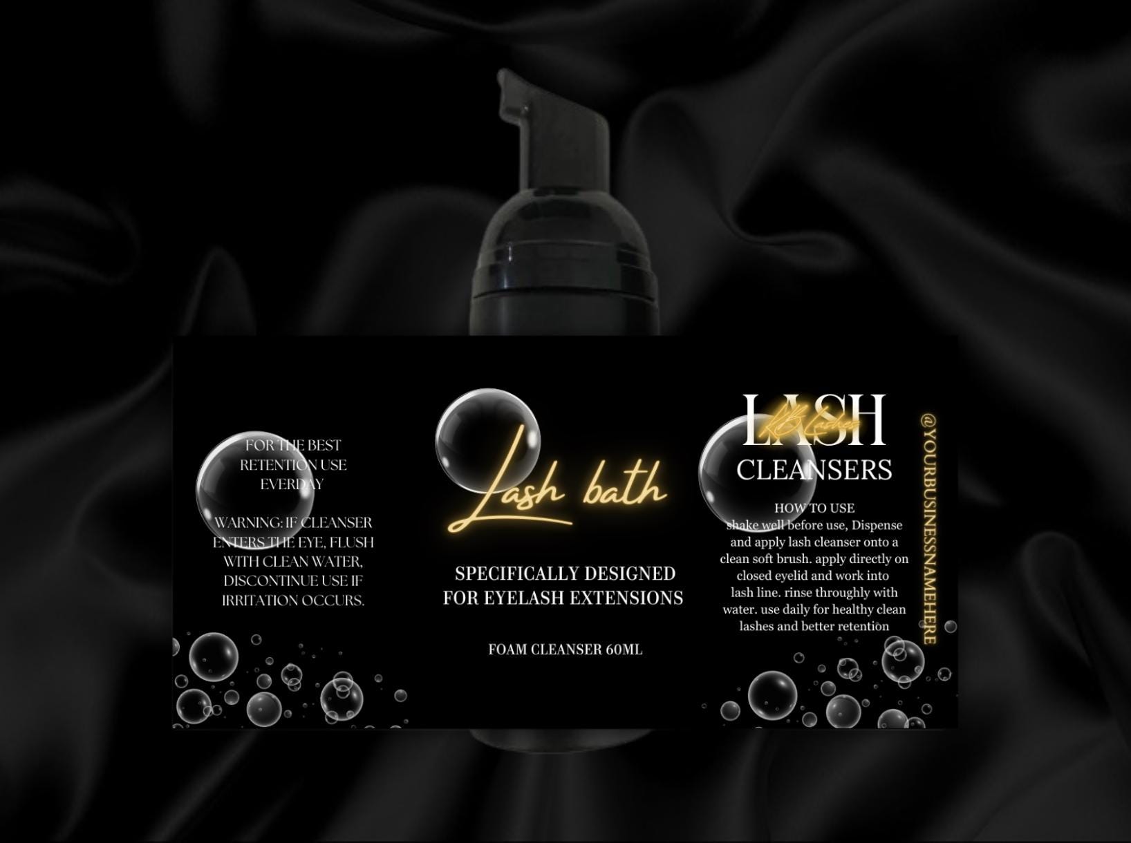 Lash Shampoo Labels, Customizable Lash Bath Label Template, Eyelash ...