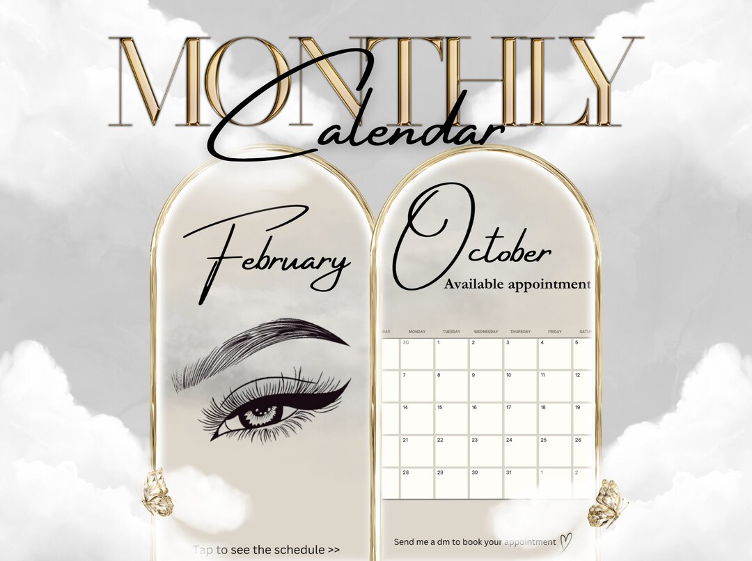 Lash Tech Appointments Calendar, Black Instagram Availability Calendar ...