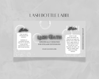 Lash Shampoo Labels, Customizable Lash Bath Label Template, Eyelash ...