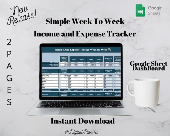 Google Sheet Dashboard Income and Expense Tracker Week to | Etsy