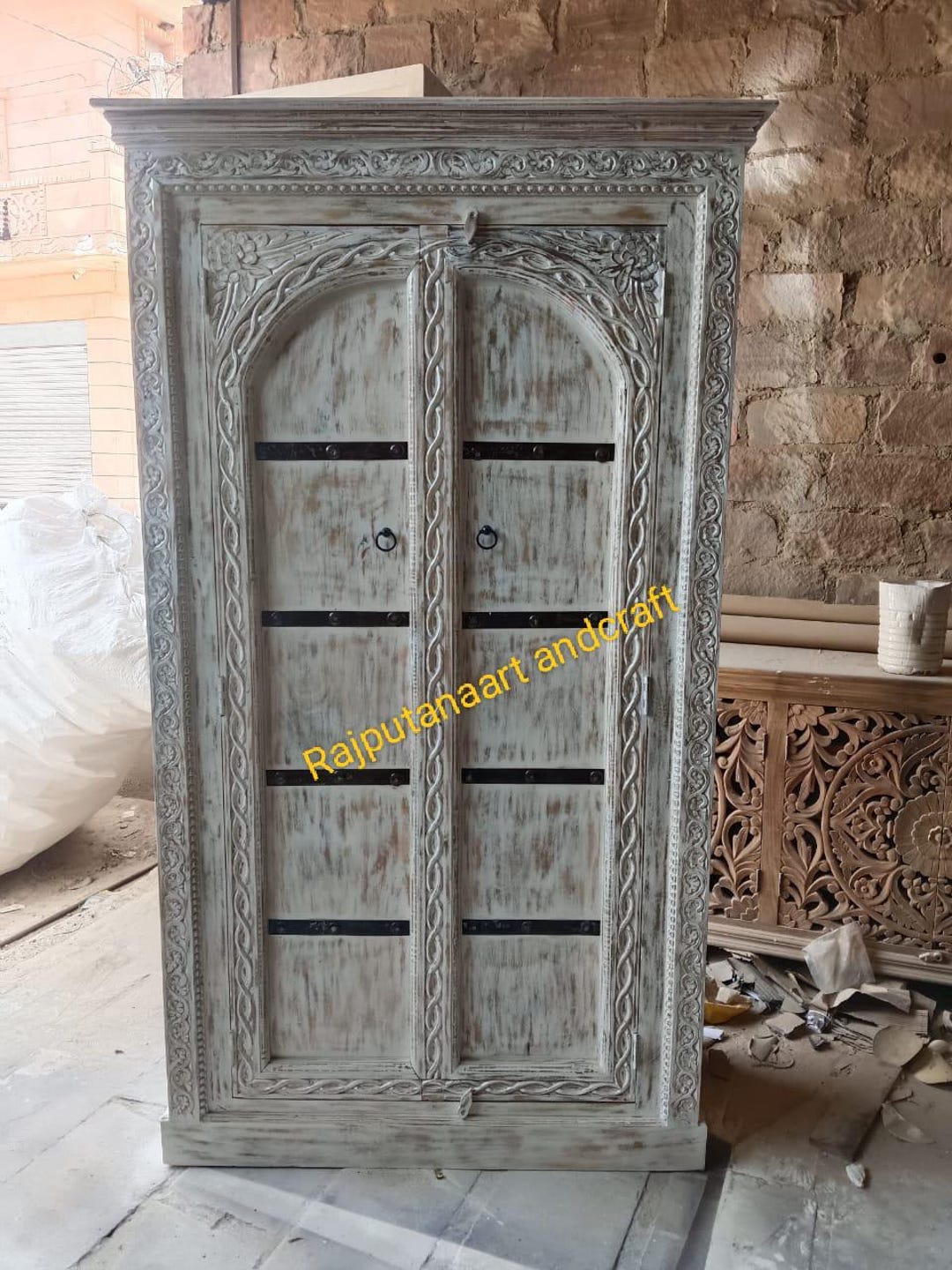 Wooden Hand Carved Almirah Bookcase Book Shelves Indian Almirah - Etsy