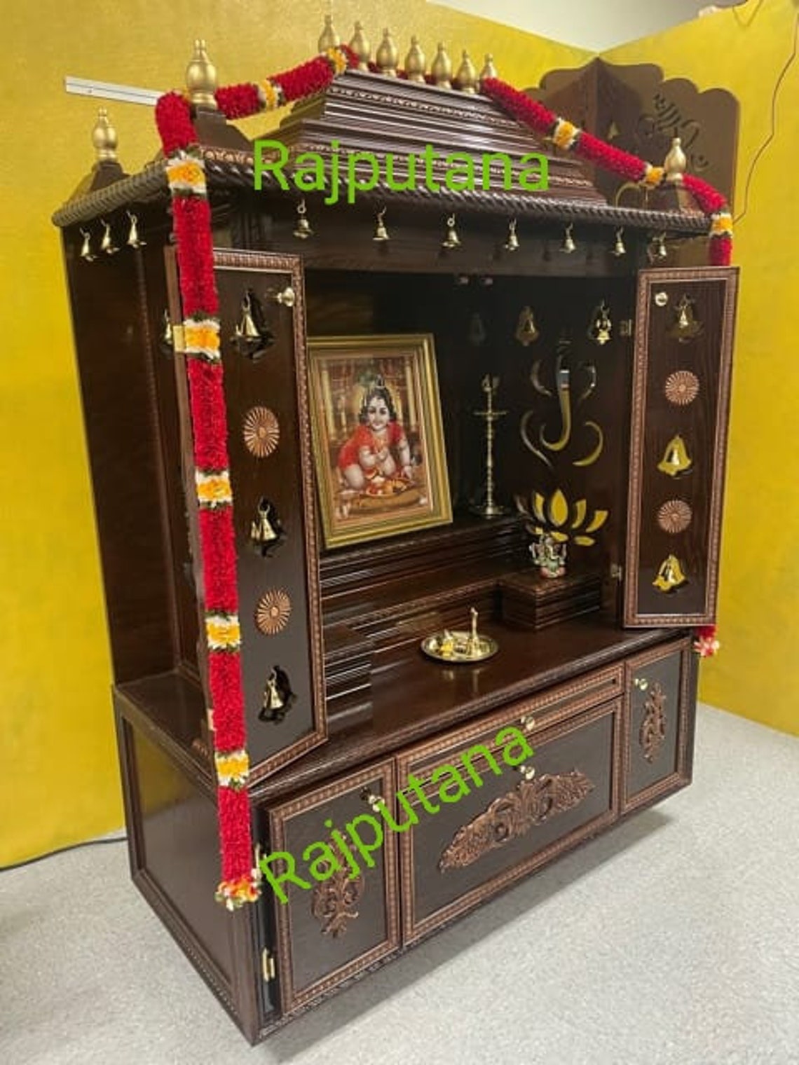 South Indian Type Temple South Indian Teak Wood Pooja Mandir - Etsy