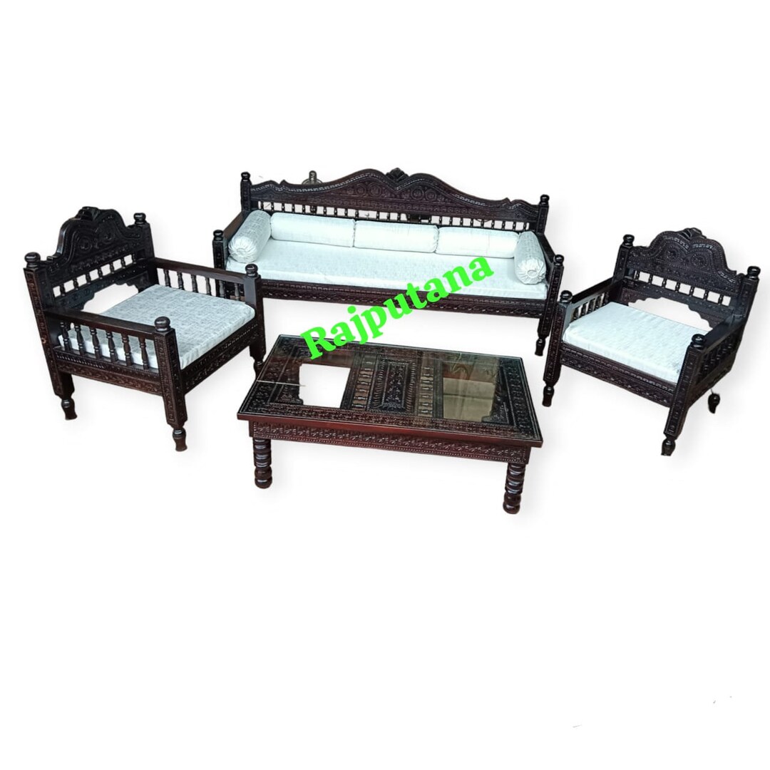 Five Seater Sofa Set Hand Carved Living Room Furniture - Etsy