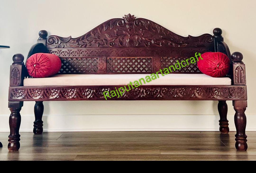 Brown Wooden Indian Day Bed Diwan Cot Sofa Bed - Etsy