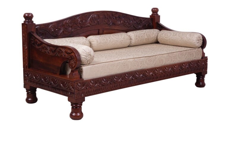 Indian Day Bed With Cushion and Pillow Diwan Bed - Etsy UK