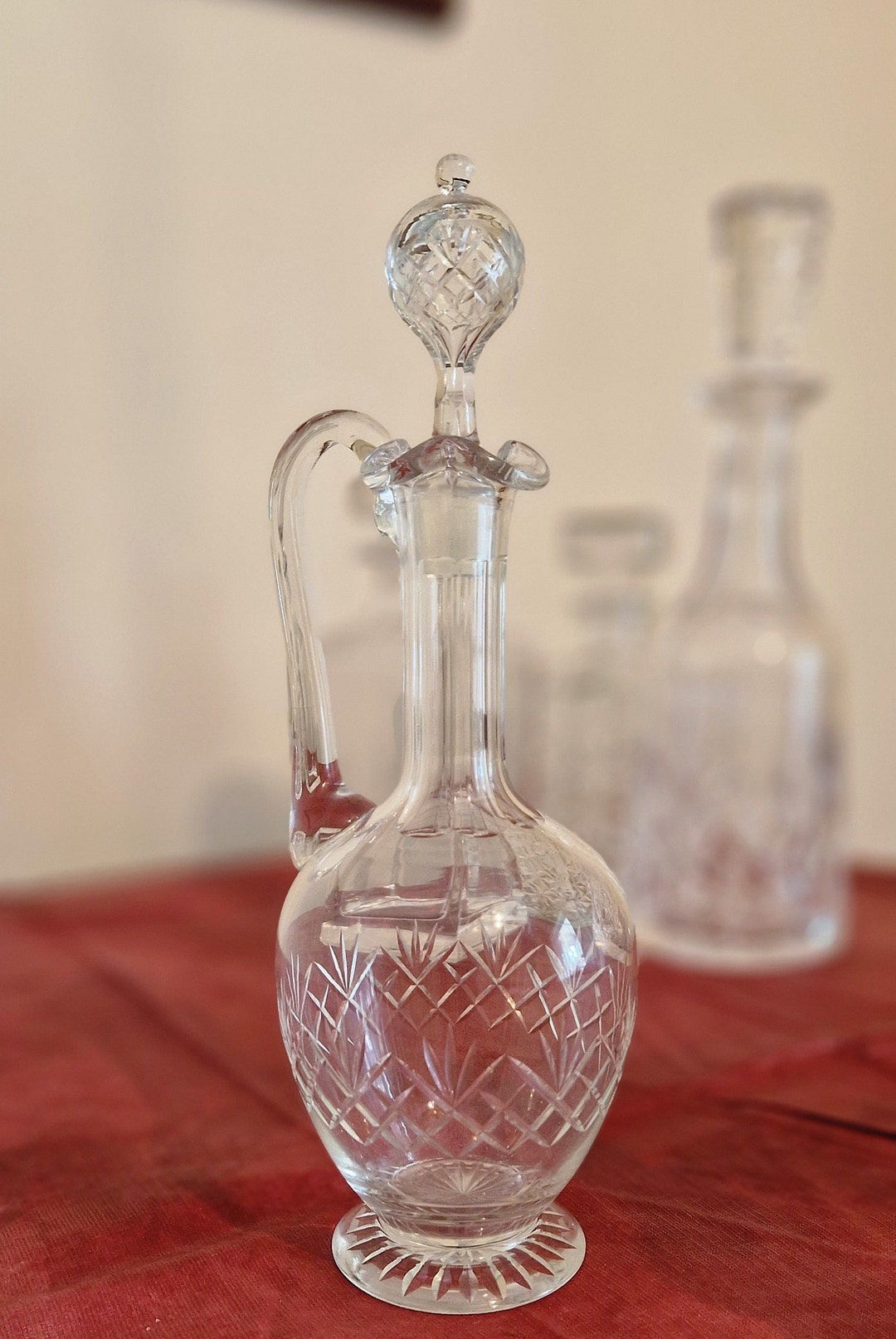 Antique Cut Glass Wine Decanter - Etsy