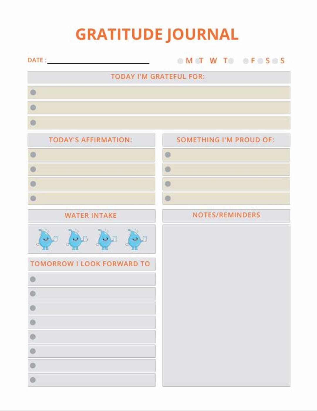 30 Days of Gratitude Printable Template, Daily Gratitude Journal ...