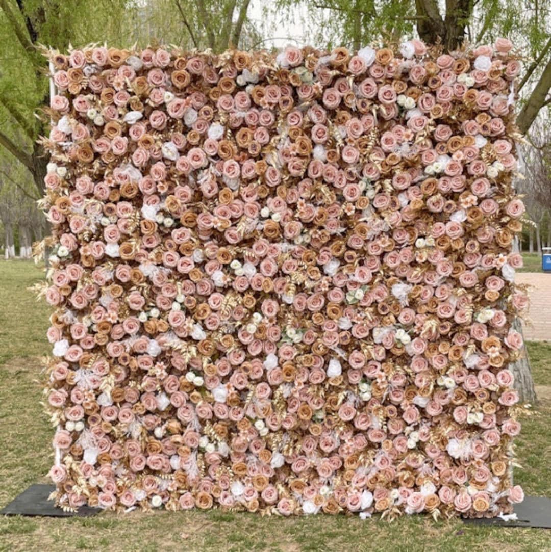 Autumn Flower Wall, Tan Roses, Wedding Backdrop, 8x8 Foot, Party, Baby ...