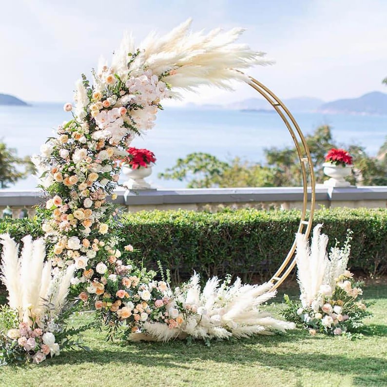 Gold Circle Wedding Arch, Double Ring, Metal Arch, Floral Hoop, 7.8 ...