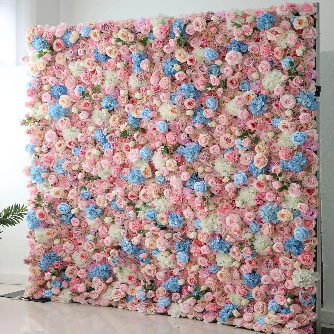 Pink and Blue Flower Wall - Wedding Backdrop, Proposal Decor, Event ...