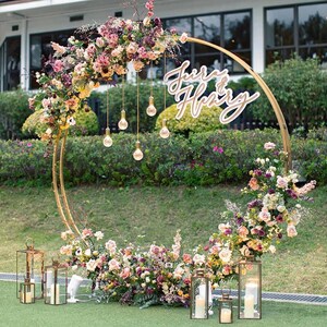 Gold Circle Wedding Arch, Double Ring, Metal Arch, Floral Hoop, 7.8 ...