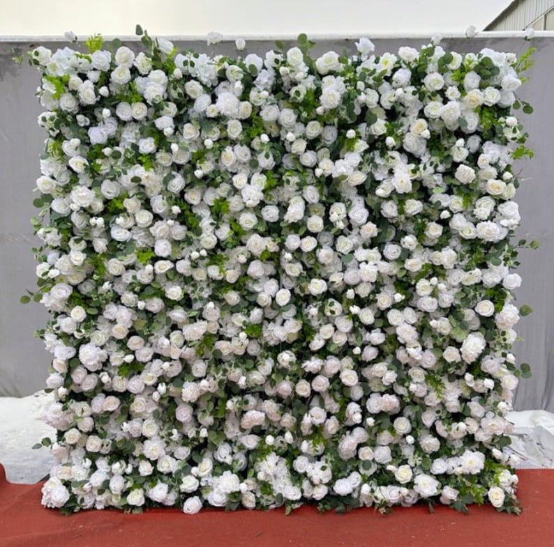 White Flower Wall, White Roses, Wedding Backdrop, 8x8 Foot, Party, Baby ...