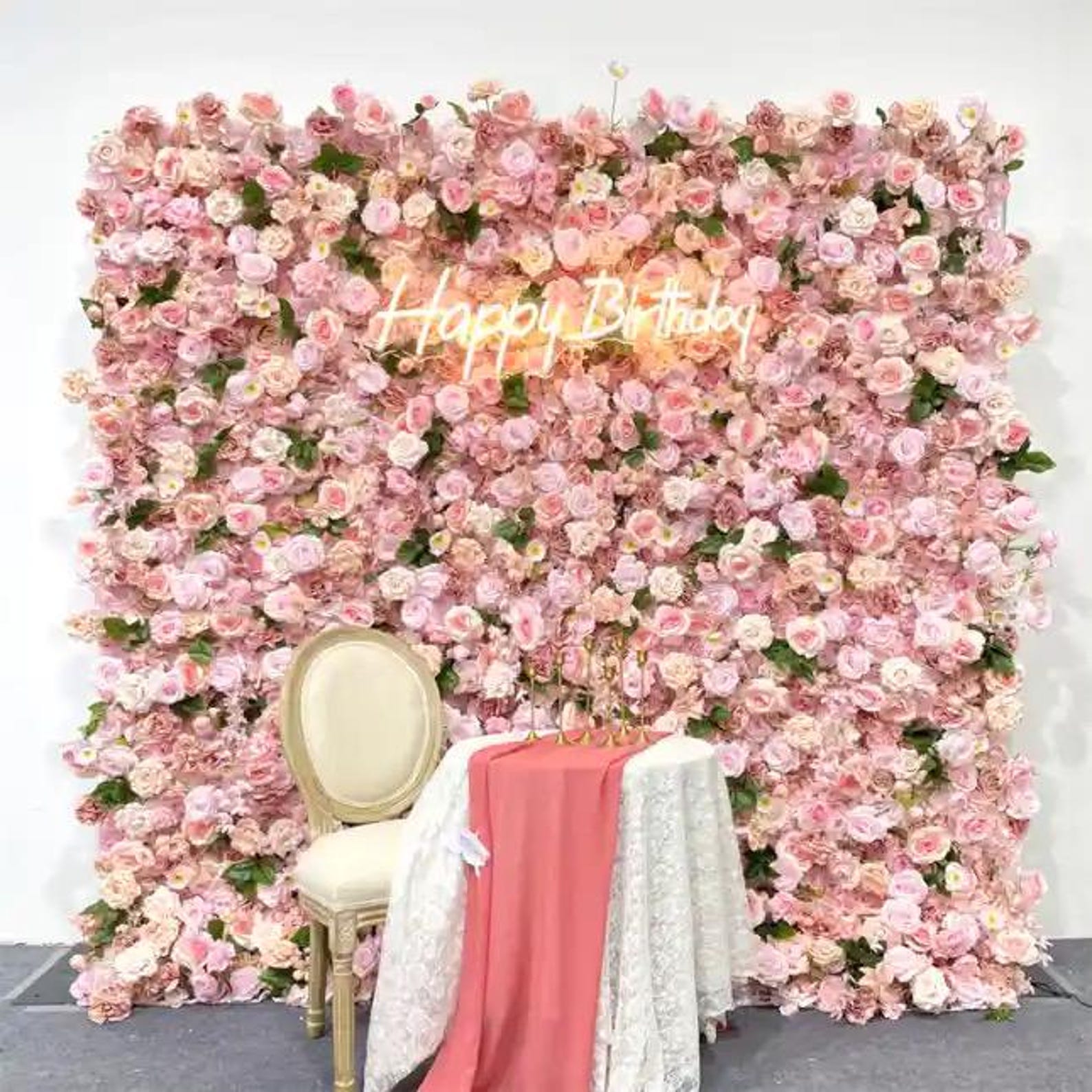 Pink Rose Flower Wall - Wedding Backdrop, Proposal Decor, Event Photo ...