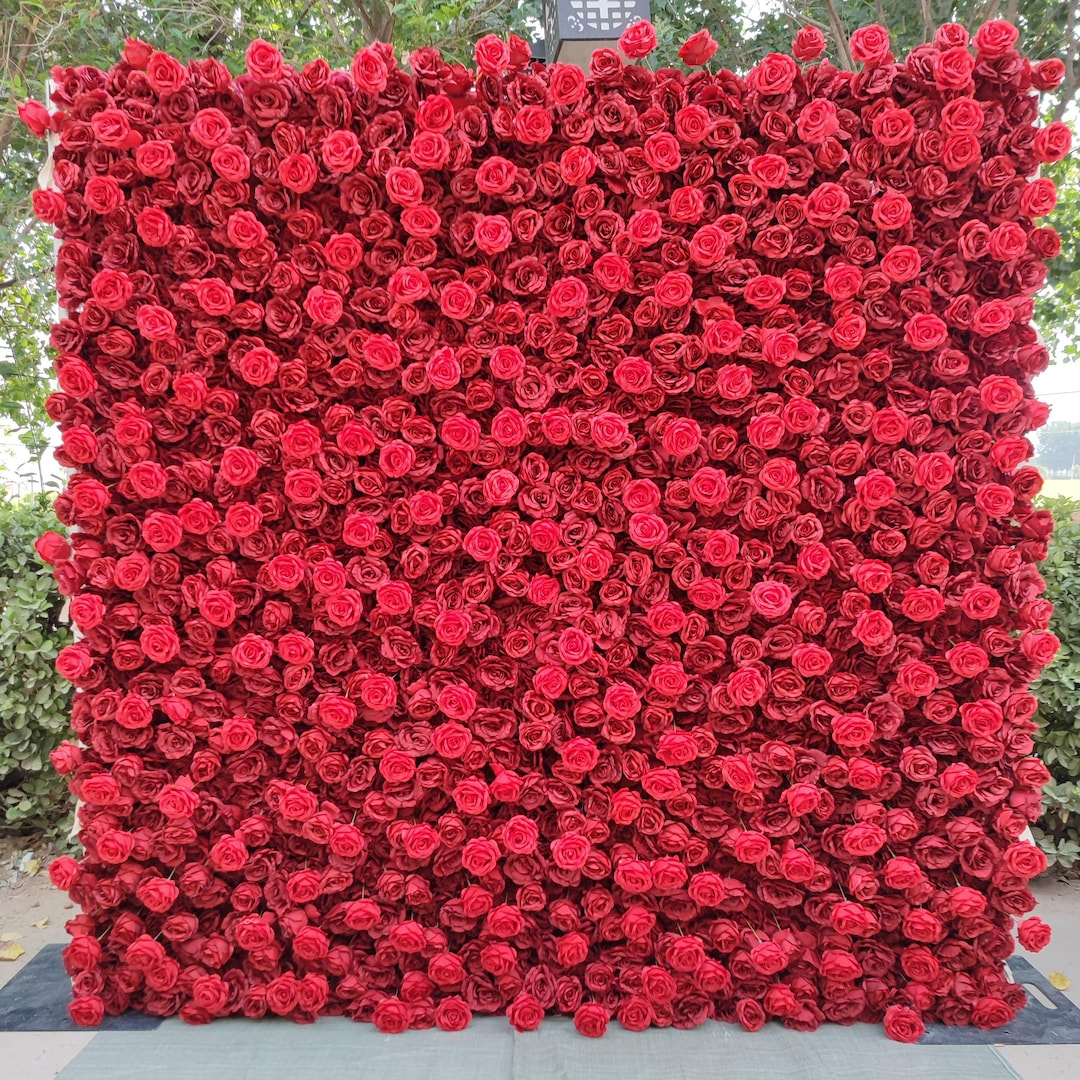 Red Rose Flower Wall - Wedding Backdrop, Proposal Decor, Event Photo ...