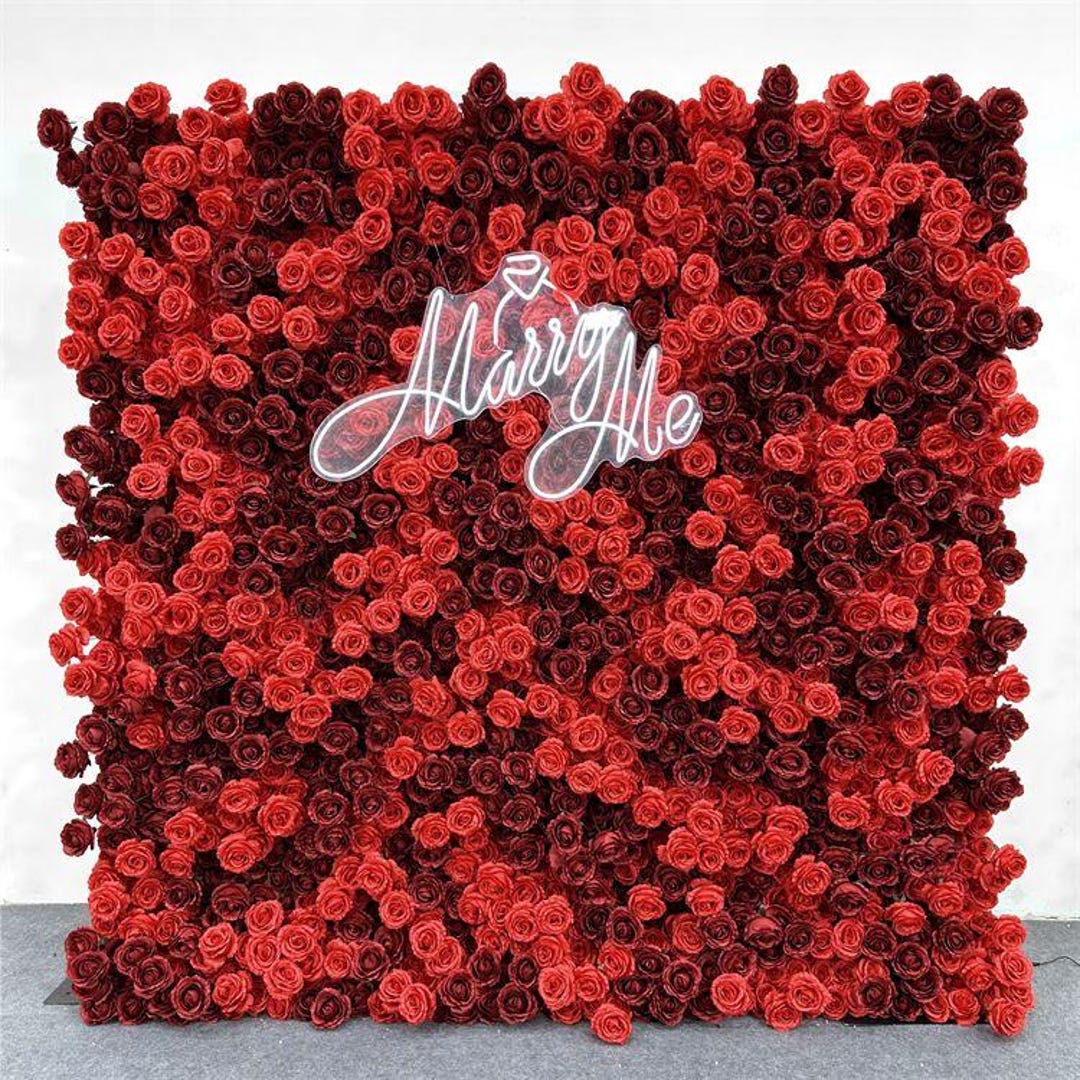 Red Rose Flower Wall - Wedding Backdrop, Proposal Decor, Event Photo ...
